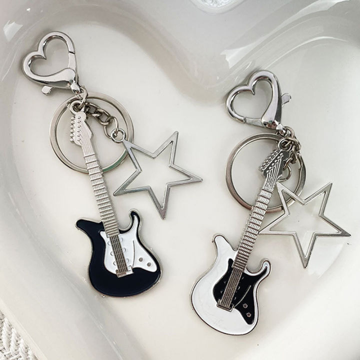 Harajuku Y2k Guitar Love Heart Star Key Chain for Women Sweet Cool ...