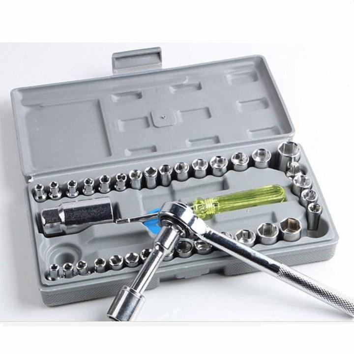 Combination Socket Wrench Set Tool Kit - 40 Pcs - Silver | Daraz.pk