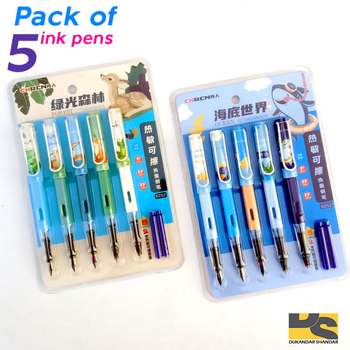 5Pcs Fountain Pen Set Cute School Student Pens Thermally sensitive ...