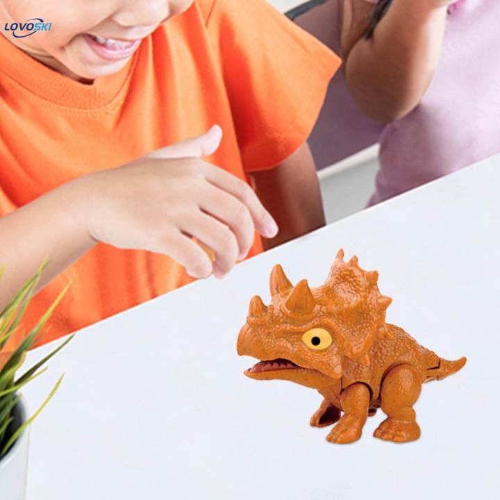 3 Finger Dinosaur Biting Toy Novelty Interactive for Brown Triceratops ...
