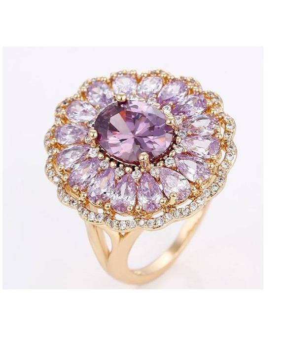 Ring 24k Gold Plated, Swarovski Astrian Crystal Purple | Daraz.pk