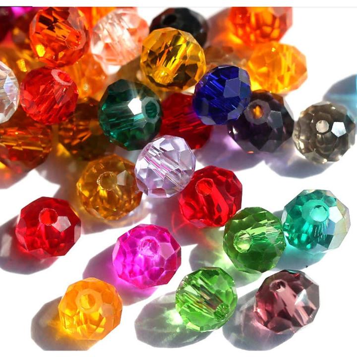 40PCS 4mm Shiny Crystal Beads Bicone Beads Glass Beads Loose Spacer ...