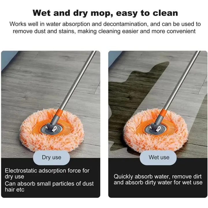 1 PC 360°Rotatable Mop Round Microfiber Dust Mops Cleaning Tools for ...