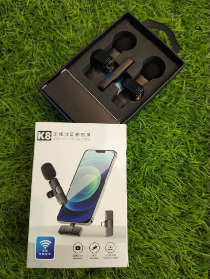 "Wireless K8 Microphone – Vlogging Mic with Accessories for Type-C Android, iOS Lightning & 3 ...