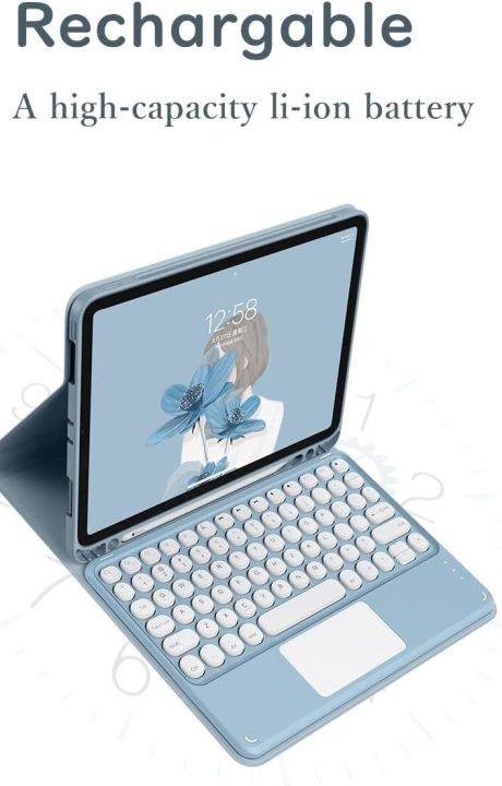 New iPàd Pro 2022 12.9 inch Keyboard Case with Touchpad Cute Round Key ...