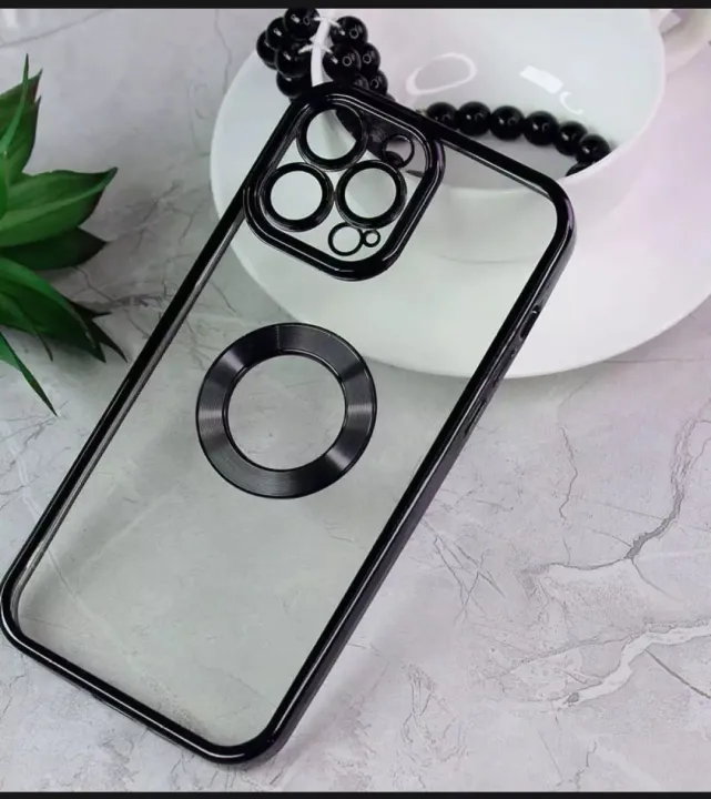 IPHONE 13 PRO MAX RING CASE LOGO HOLE TRANSPARENT CASE | Daraz.pk