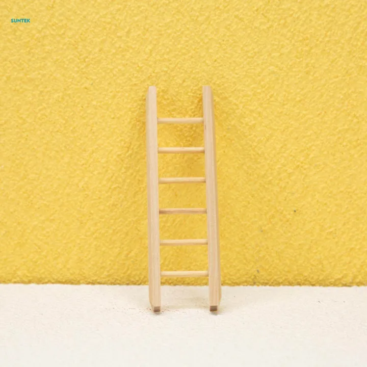Miniature Dollhouse Wooden Ladder Pretend Play Photography Props 1/12 ...
