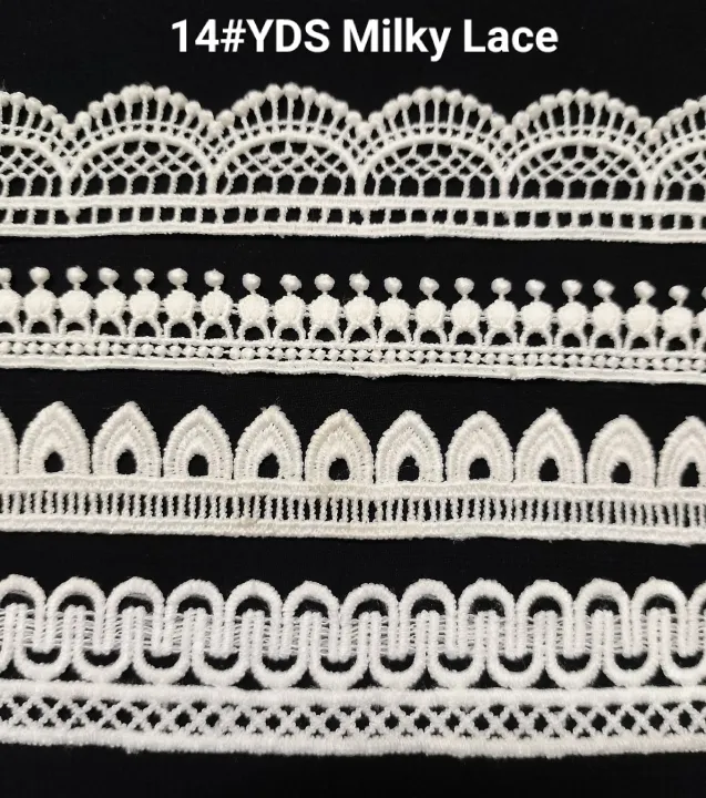 14 GAZ / YDS Milky Shuttle Lace GPO | Premium Embroidery Border Lace ...