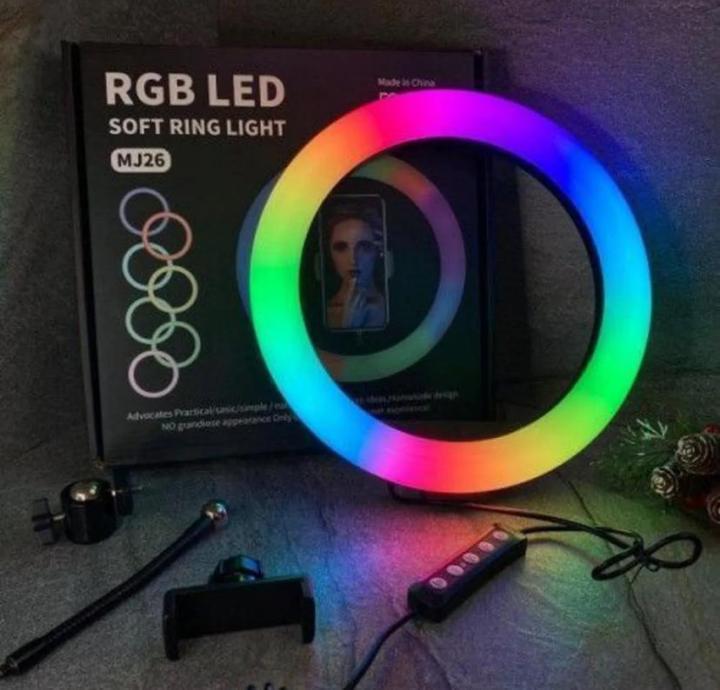 MJ26 10 Inch Selfi RGB Ring Light With Mobile Holder Only With Different Modes Colors Best For ...
