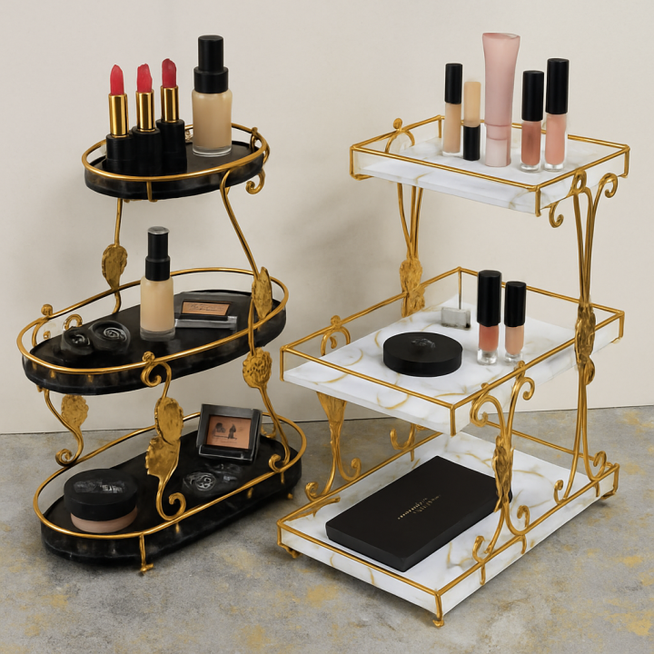 3 layer square and round shaped Multi Purpose makeup rack | Daraz.pk