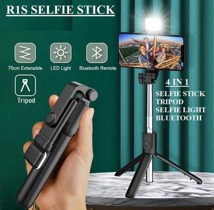 Wireless Selfie Stick R1S (WITHOUT LIGHT) Tripod Bluetooth Shutter ...