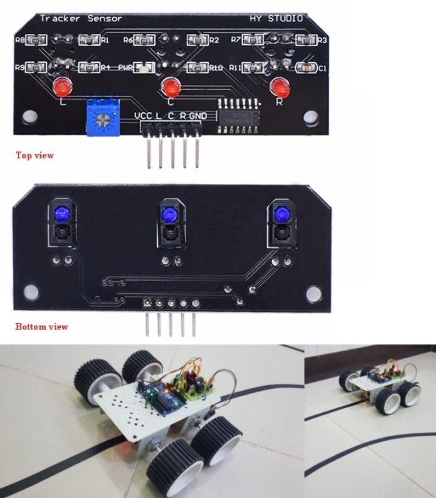 IR infrared TCRT5000 3 way three channel black white Line Tracker ...