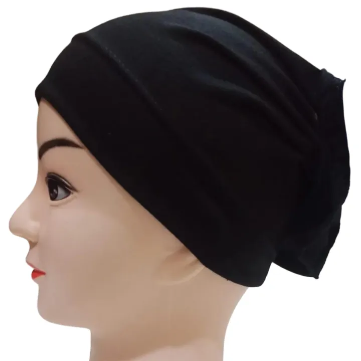 Plain Black Muslim Head Scarf Inner Hijab Cap - Comfortable Tube ...