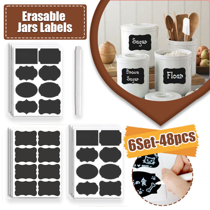 2024 48pcs/Set Jars Labels Erasable Chalkboard Labels Waterproof ...