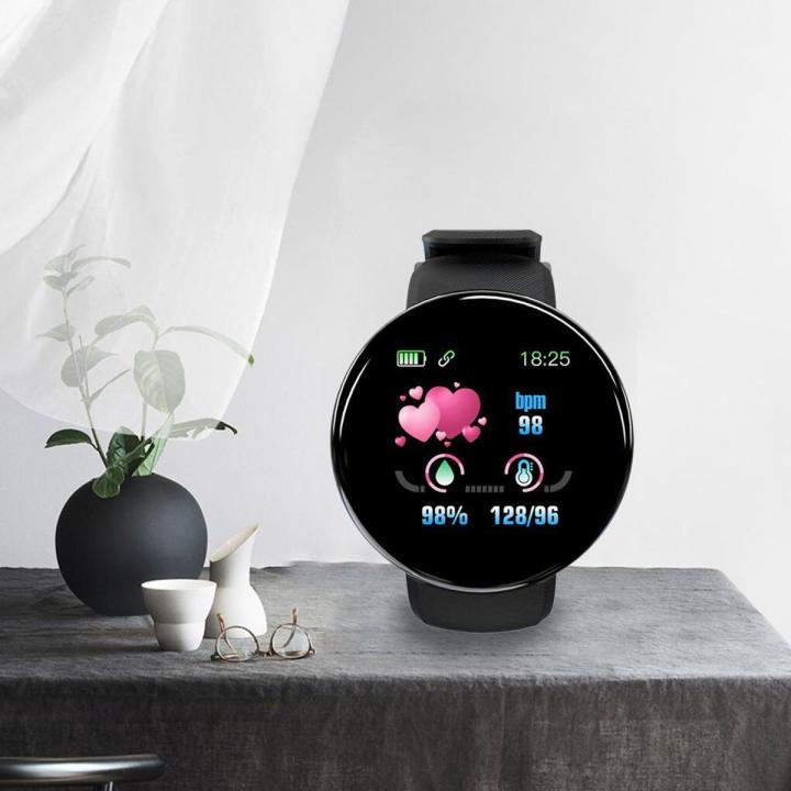 D18 Heart Rate Blood Pressure Smartwatch Color Screen Fitness Tracker ...