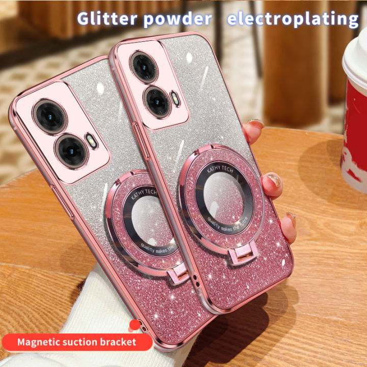 For Motorola G85 Phone Case,Transparent Electroplated Glitter Powder ...