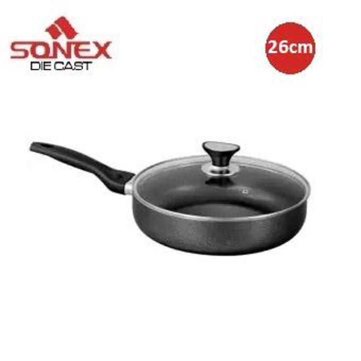 Sonex Classic Fry Pan With Glass Lid - Non Stick Coating - 26cm - Black | Daraz.pk
