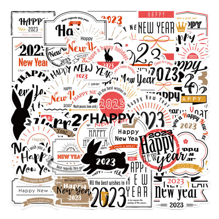 49 2023 New Year Stickers Laptop Phone Case Hand Ledger Thermos Cup ...
