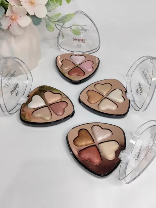 Heart Highlighter Palette – 4-in-1 Shimmer Face Highlighters for Glow ...