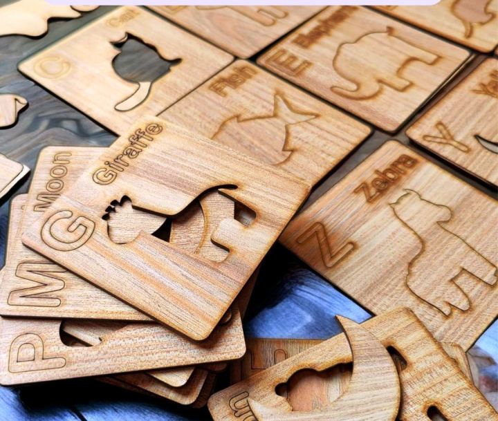 Agaaz beautiful ABC kids Wooden Drawing Stencils - Complete Alphabets ...