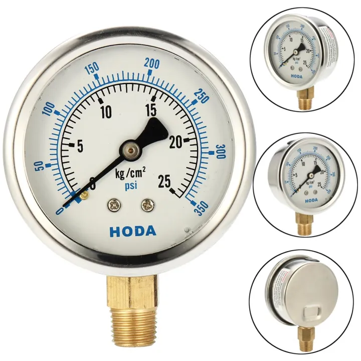 Liquid filled Pressure Tools DIY Gauge 280PSI 20Bar G1/4 Dia 63mm 2.5 ...
