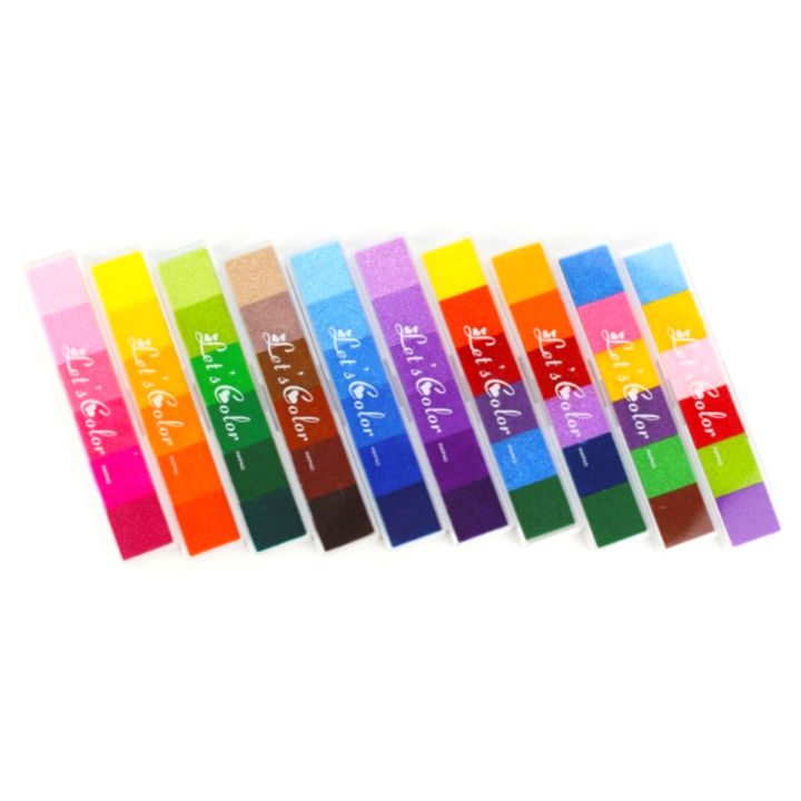Finger Stamp Pad Rubber 6 Color Long Strip Gradient Inkpad Kids Stamp ...