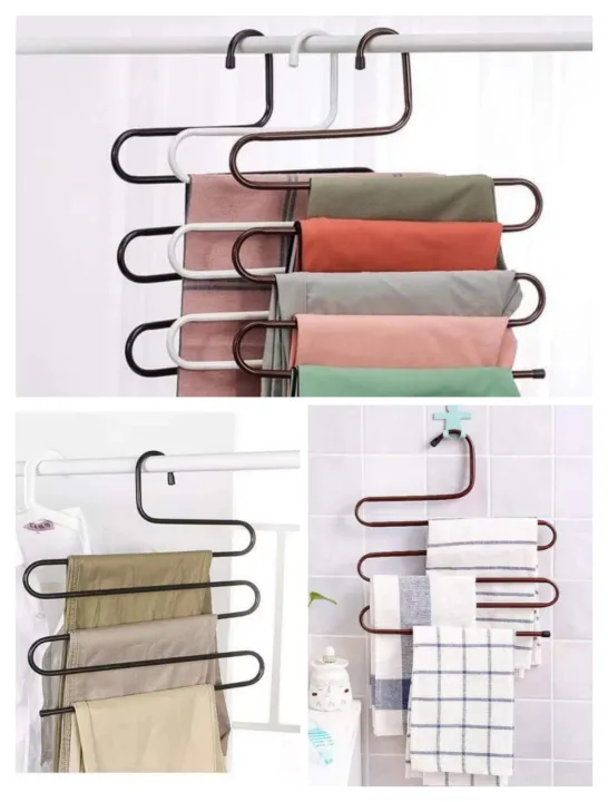 New Multi-Role Hanger Creative S Shape Pants Hanger Wearing Clothes ...
