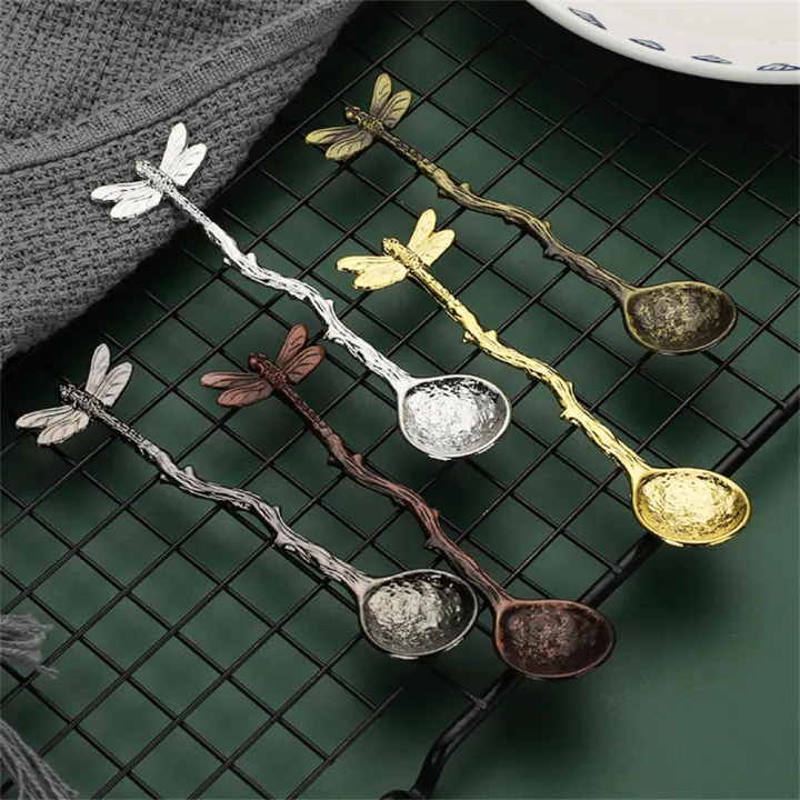 Mixing Dessert spoon Decorative Milk Jelly Vintage Mini Ice Dragonfly ...