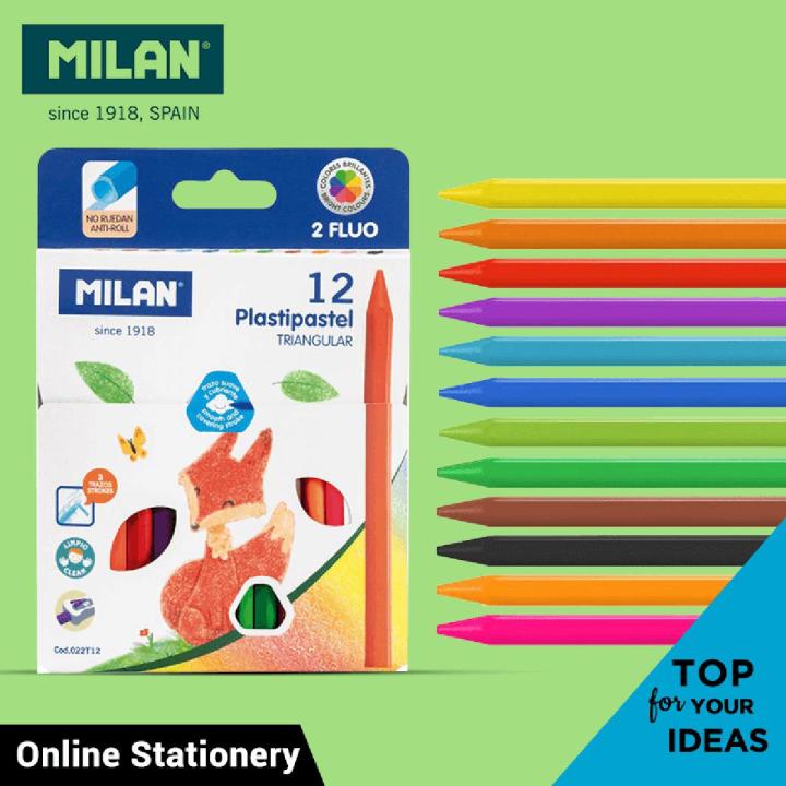 Milan Plasti Pastel Triangluar Color Pencil Crayons Set 12 Pcs | Daraz.pk
