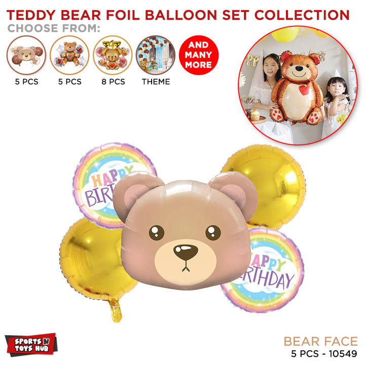 Teddy Bear Foil Balloons Collection Set, Heart Bear Happy Birthday ...