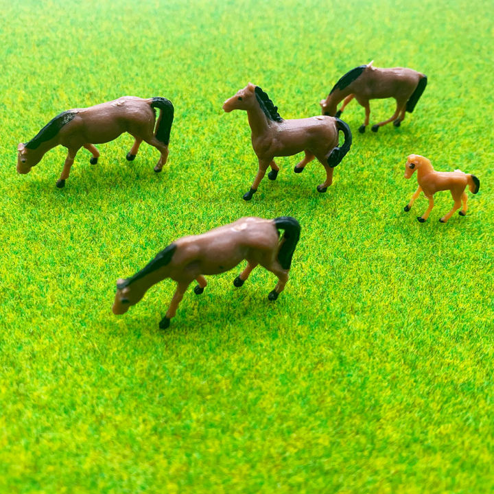 5 PCS 1/87 HO Scale Painted Farm Animals Model Horse Train Layout Farm ...