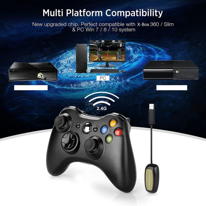 Xbox 360 Wireless Controller, 2.4GHz Dual Vibration Xbox 360 Game ...