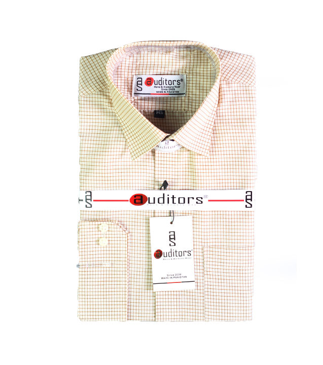 Auditors®️ Mens Formal Dress Cotton Micro Check Shirt Cream Colour 100% ...