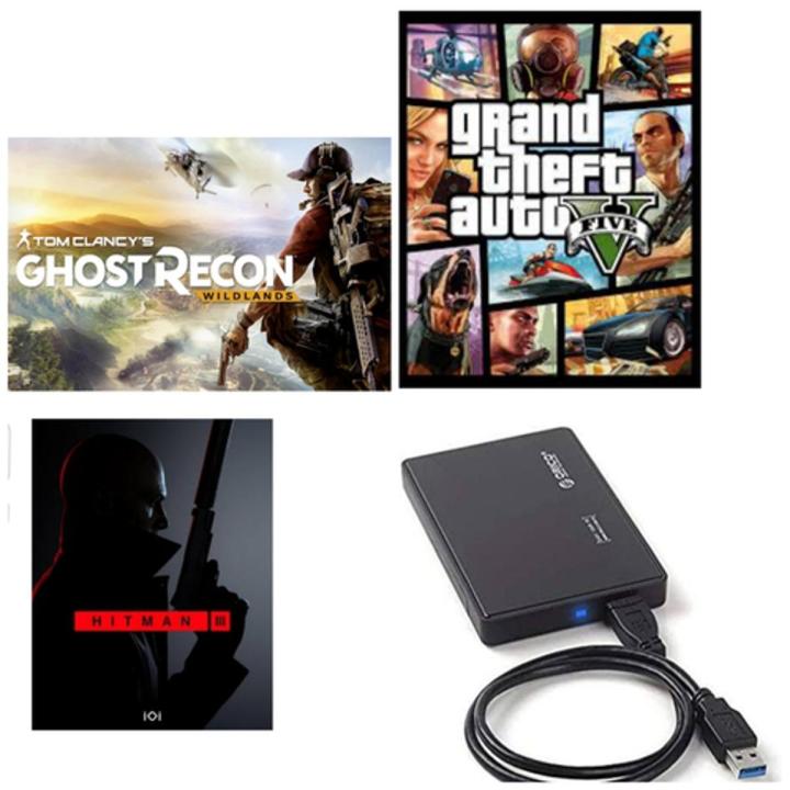 Gta 5 + ghost recon wildlands +hitman 3 in 160gb external hard | Daraz.pk