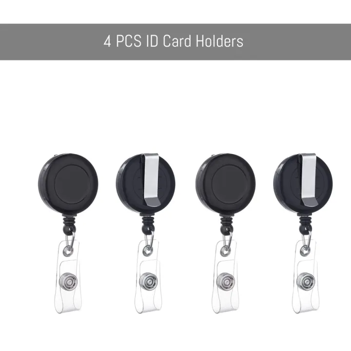 Retractable ID Card Holders with Belt Clip - 2/4/6/8 Pack, Black, for ...