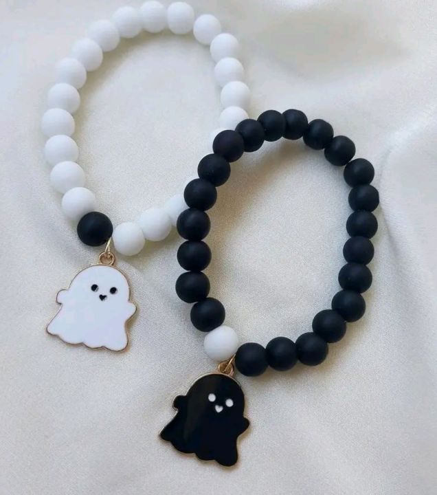 Pair of Ghost Bracelets black and white ghost bracelets friendship ...