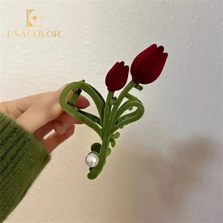 Velvet Tulip Hair Clip Head Shark Clip Women Fashion Accessories Luxury ...