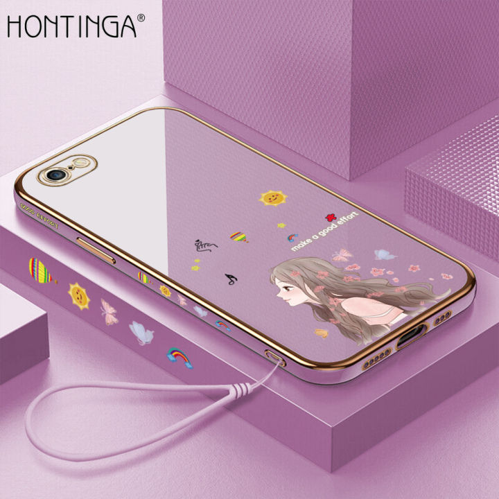 Hontinga for iPhone 6 6s Back Cover（Free Lanyard）Luxury 6D Plating ...