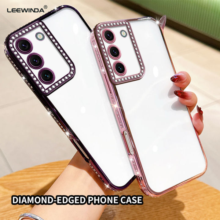 For Samsung S22 Plus Phone Case，Electroplated single row crystal ...