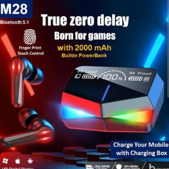 M28 TWS Gaming Wireless Earbuds Type-c LED Display Stereo Low Latency Heavy Bass HIFI Music ...