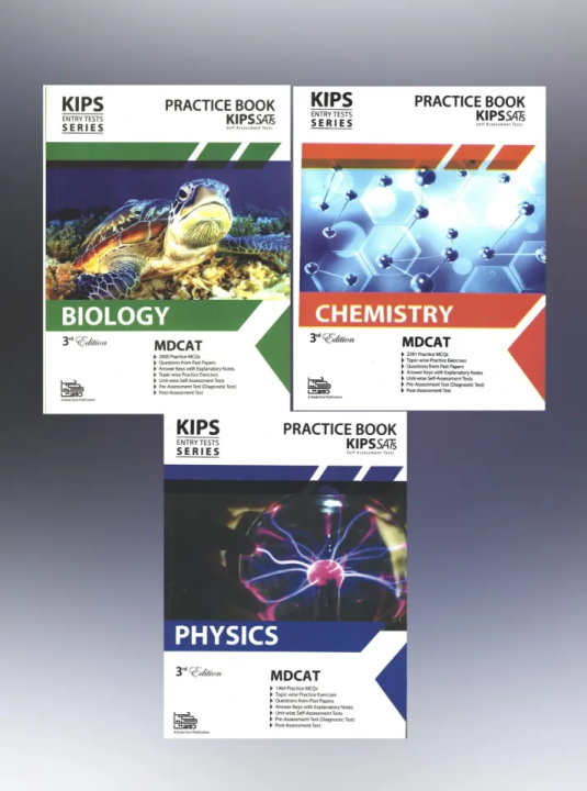 Set of 3 books Kips MDCAT 2025 Edition: Kips Entry Tests Series Physics ...