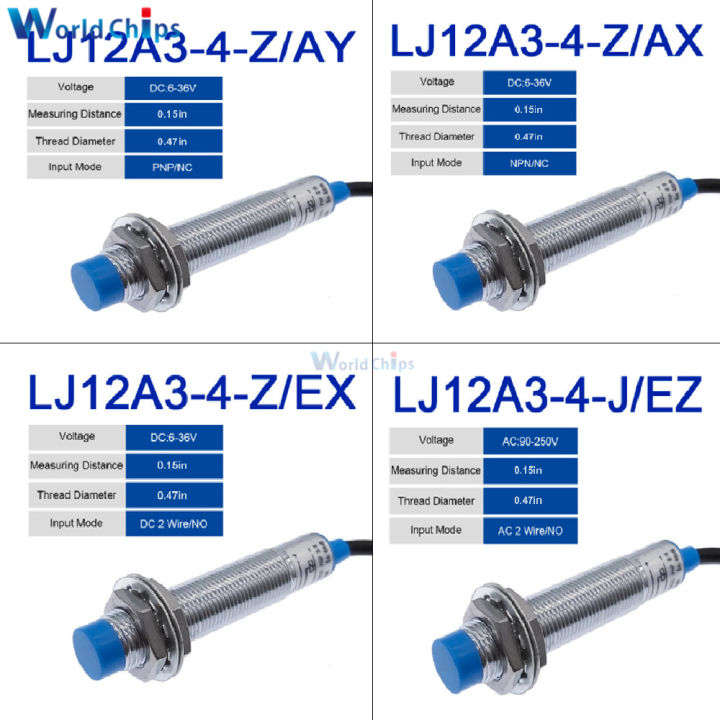 LJ12A3-4-Z/AX AY EX Inductive Proximity Switch LJ12A3-4-J/EZ Metal Inductor Sensor Detection PNP ...