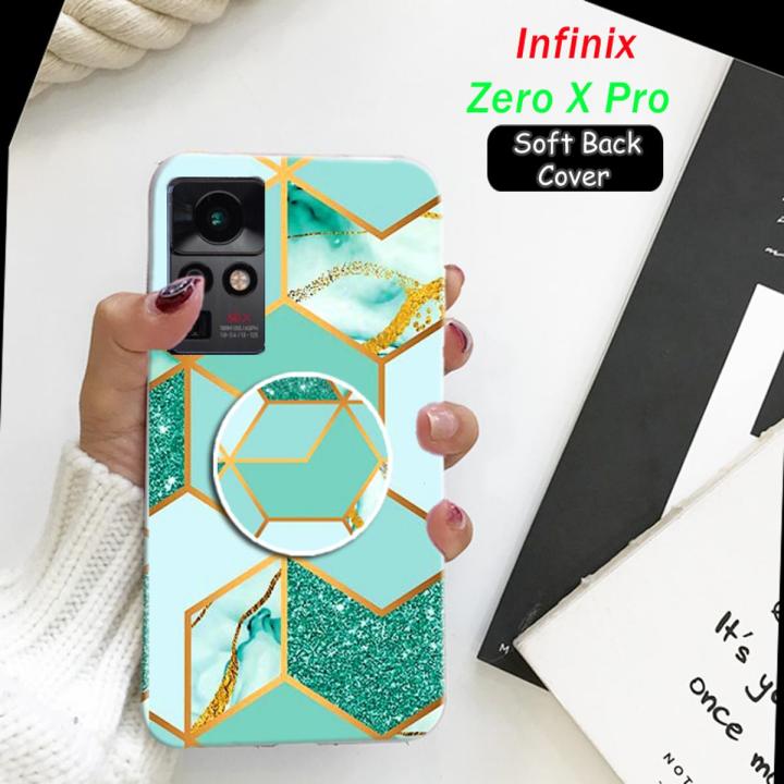 Infinix Zero X Pro Pouch Cover Marble And Pop Socket - Soft Case Cover ...