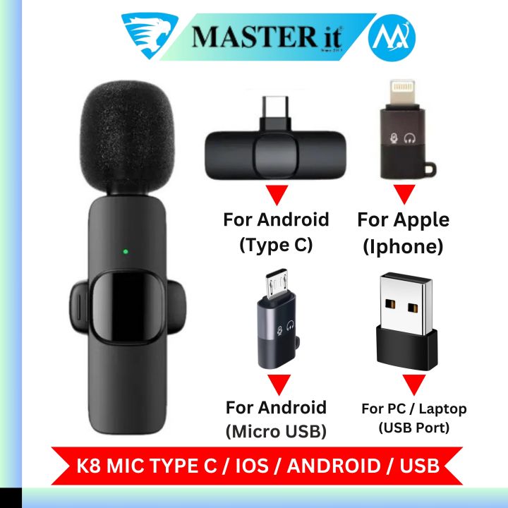 Wireless MIC Type C/IOS/Android Mic K8 Wireless Single Microphone For ...