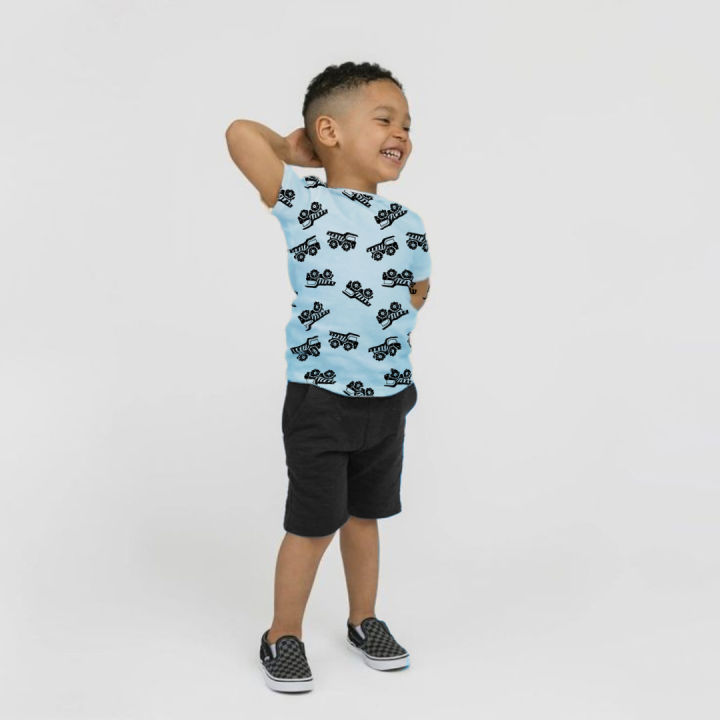 Ruku Garments Allover Printed Contrast Tees & Shorts Suits For Kids ...