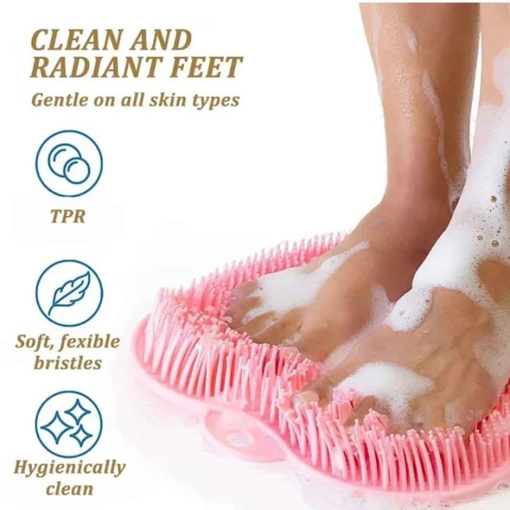 Bathroom Back Scrubber Wall Mounted Suction Cup Silicone Back Flat Body ...