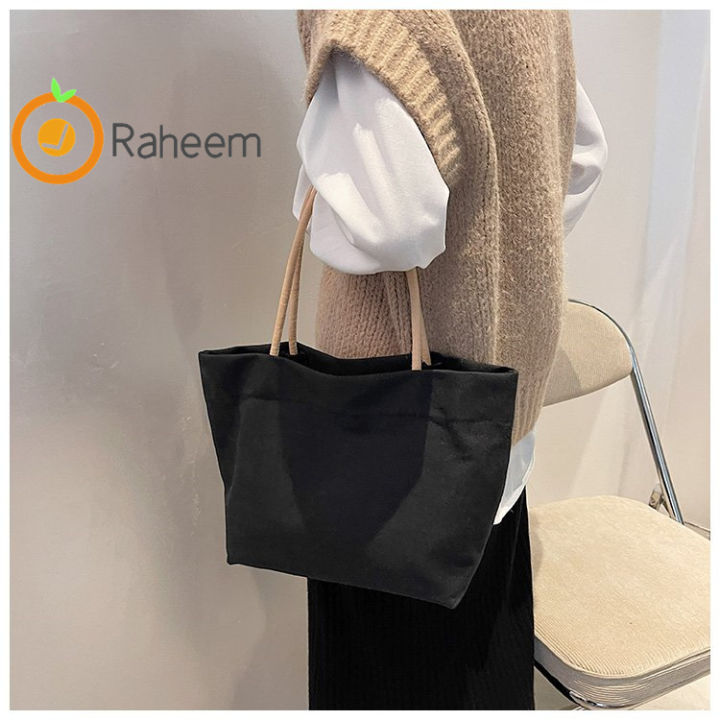 Raheem 2026 simple solid color canvas handbag female Korean version ...