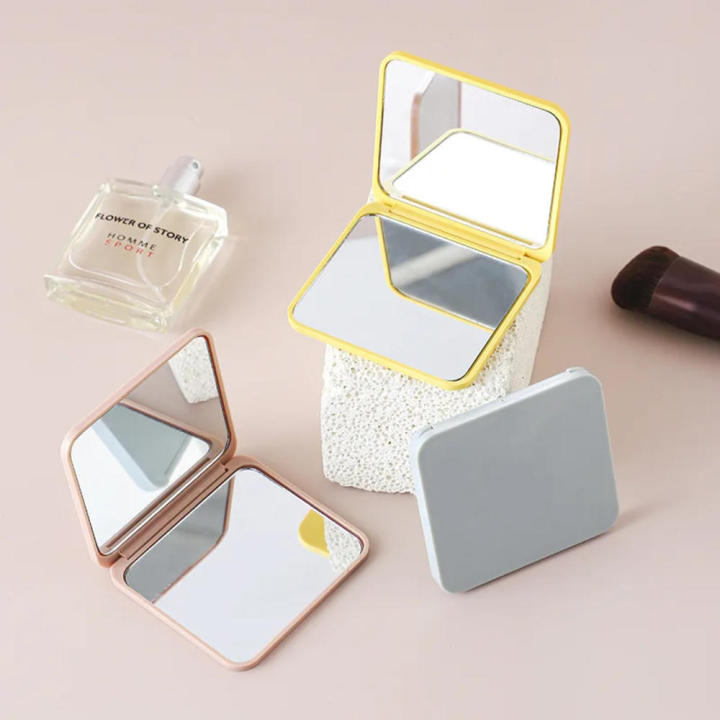 Mini Makeup Mirror Sleek Multiple Colors Square Hand Mirror Cute ...