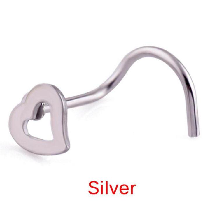 Graceful Stainless Steel Piercing Nose Ear Lip Ring Hoop Love Nose Ring ...