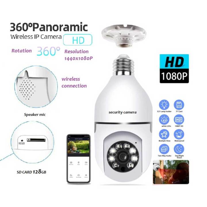 wifi security PTZ camera 2MP 1080P HD IP wifi bulb camera v380 pro app ...